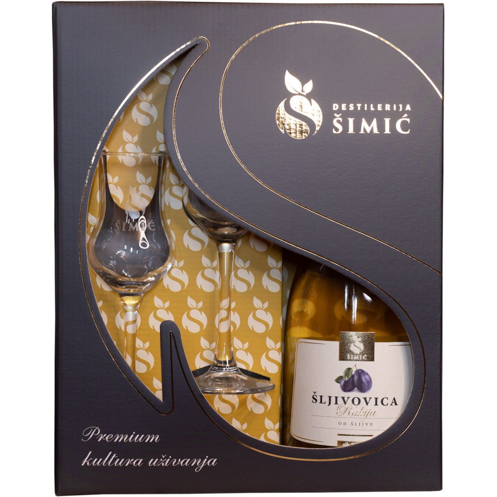 Šljivovica (plum) Gift box with glasses - Šimić — JUG deli